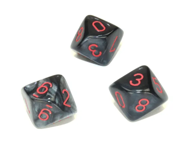 Chessex D10 Dice Velvet Polyhedral Black/red d10